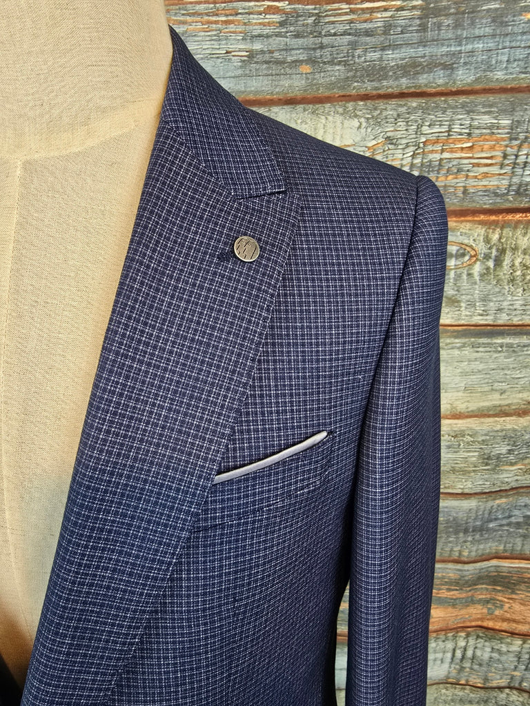 Remus Uomo Navy Slim Fit micro Check Stretch Suit – Retreat Clothing